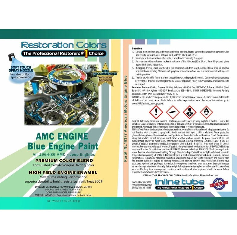 Engine Paint, OE Correct AMC Metallic Blue, 12 Oz. Aerosol Can, 1967-1 ...